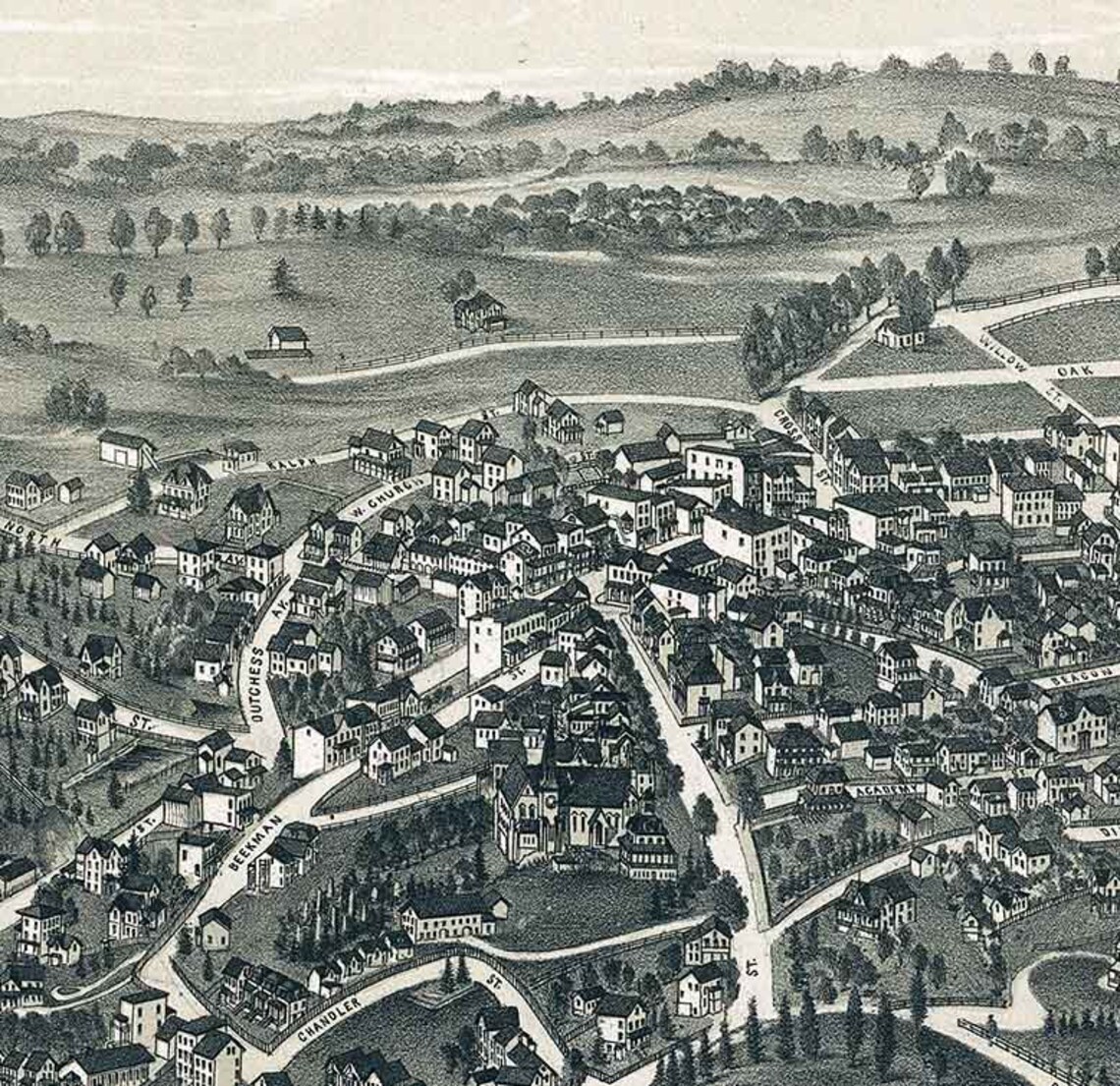 1886 Panoramic Map of Fishkill on the Hudson New York | Etsy