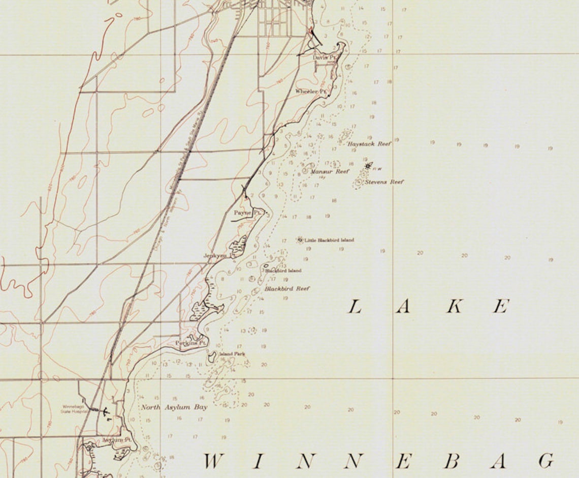 1939 Nautical Map of Lake Winnebago Wisconsin - Etsy Norway