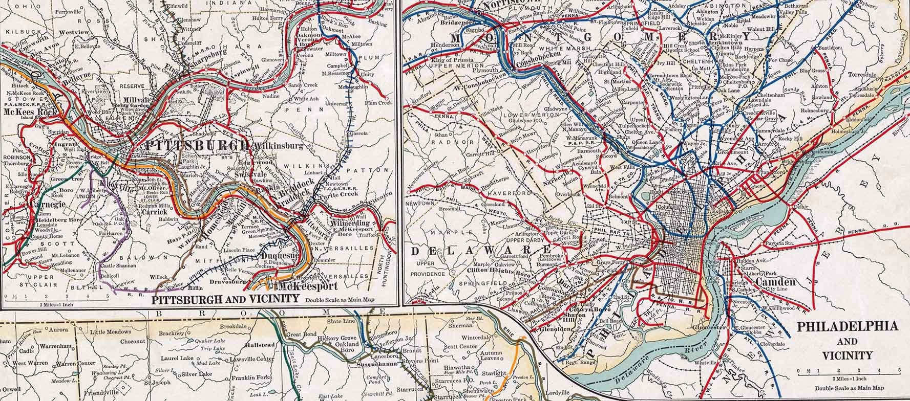 1912 Steam Railroad Map of Pennsylvania Pittsburgh - Etsy