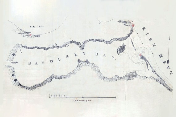1848 Map of Sandusky Bay Ohio Lake Erie | Etsy