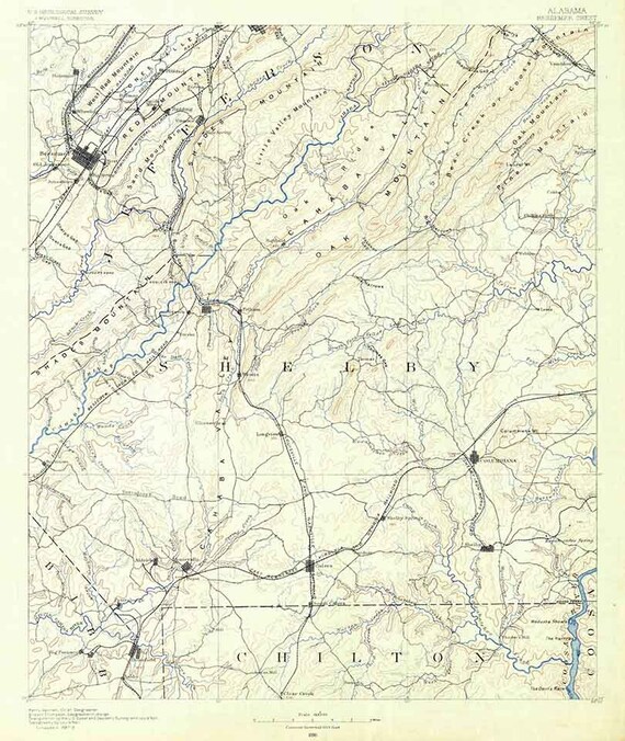 1890 Topo Map of Bessemer Alabama - Etsy