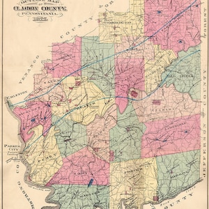 1877 Map of Clarion County Pennsylvania - Etsy