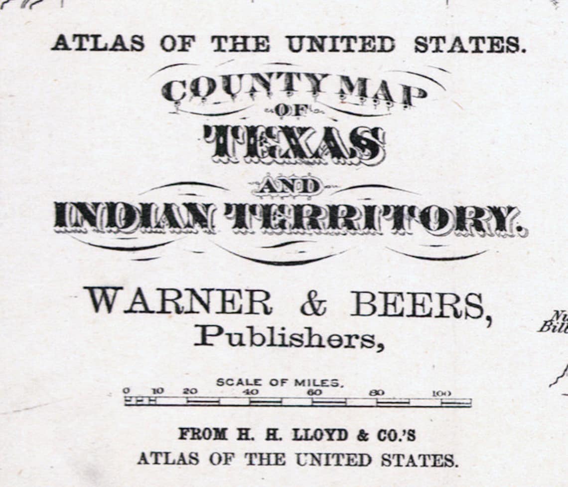 1875 Map of the State of Texas - Etsy
