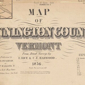 1856 Map of Bennington County Vermont - Etsy