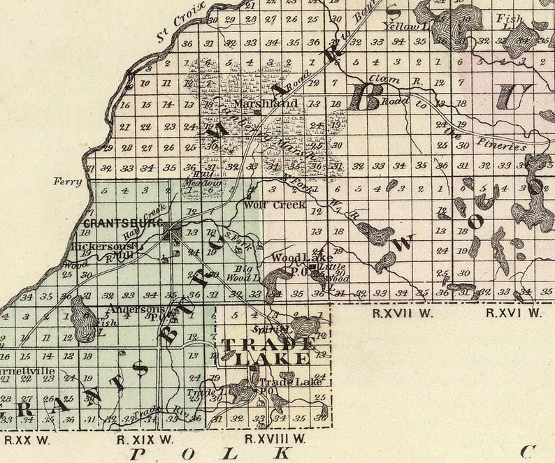 1878 Map of Douglas and Burnett County Wisconsin - Etsy