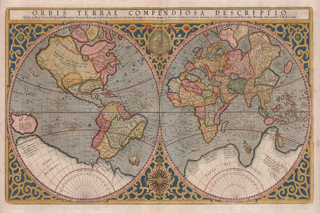 1623 Map of the World - Etsy