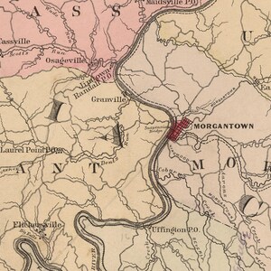 1886 Map of Marion and Monongalia County West Virginia - Etsy