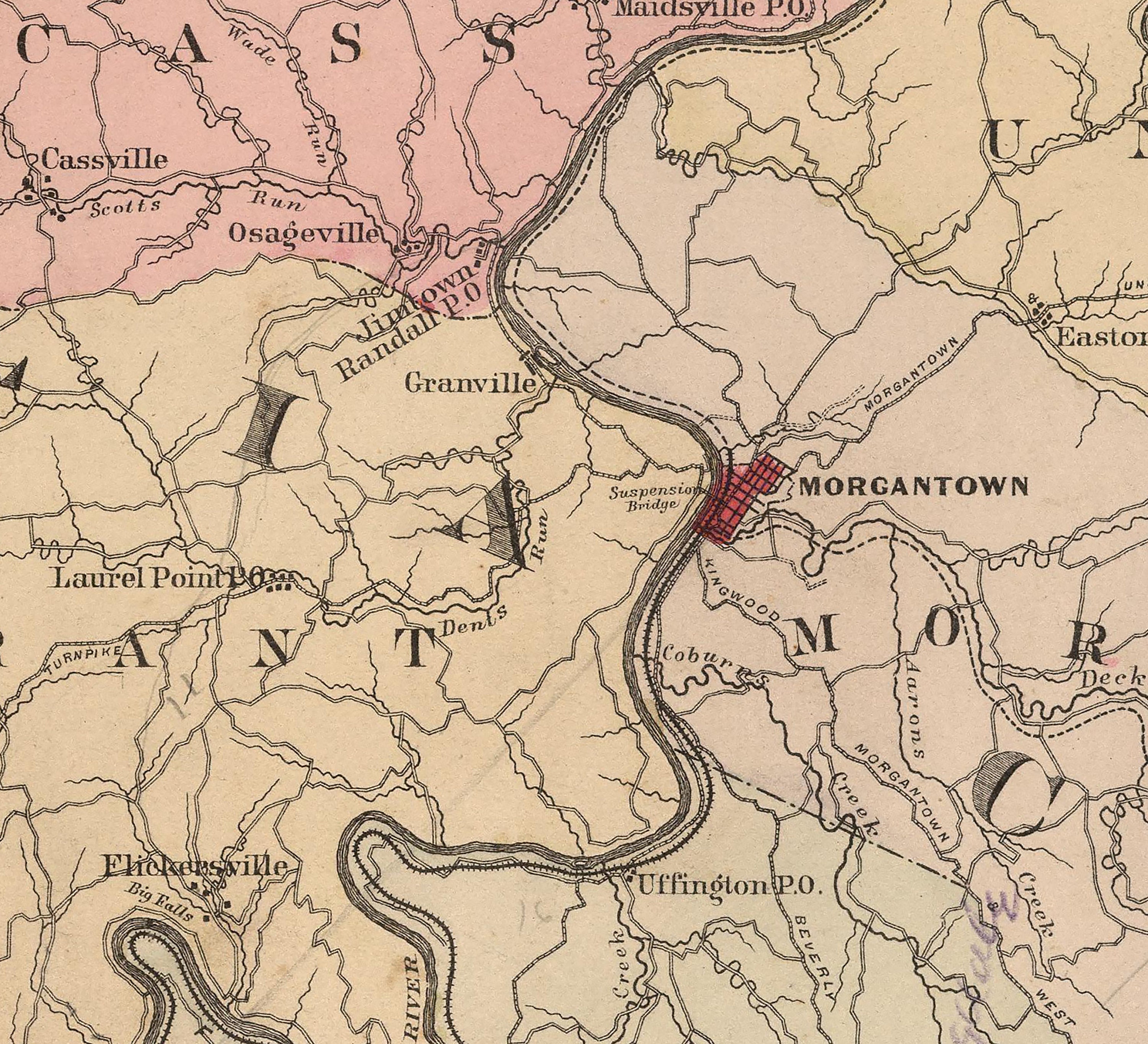 1886 Map of Marion and Monongalia County West Virginia - Etsy