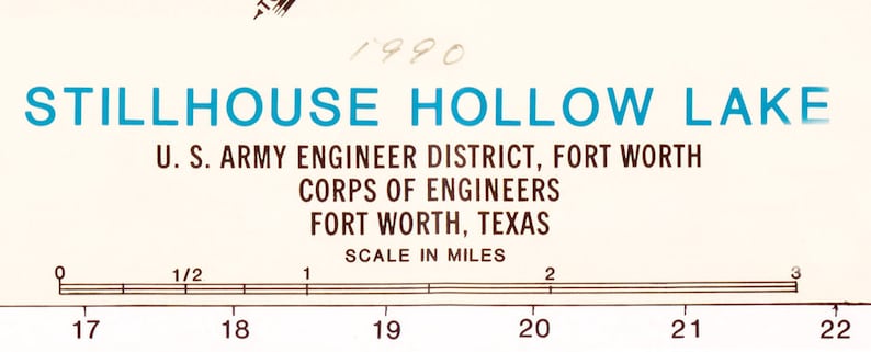 1990 Map of Stillhouse Hollow Lake Texas - Etsy