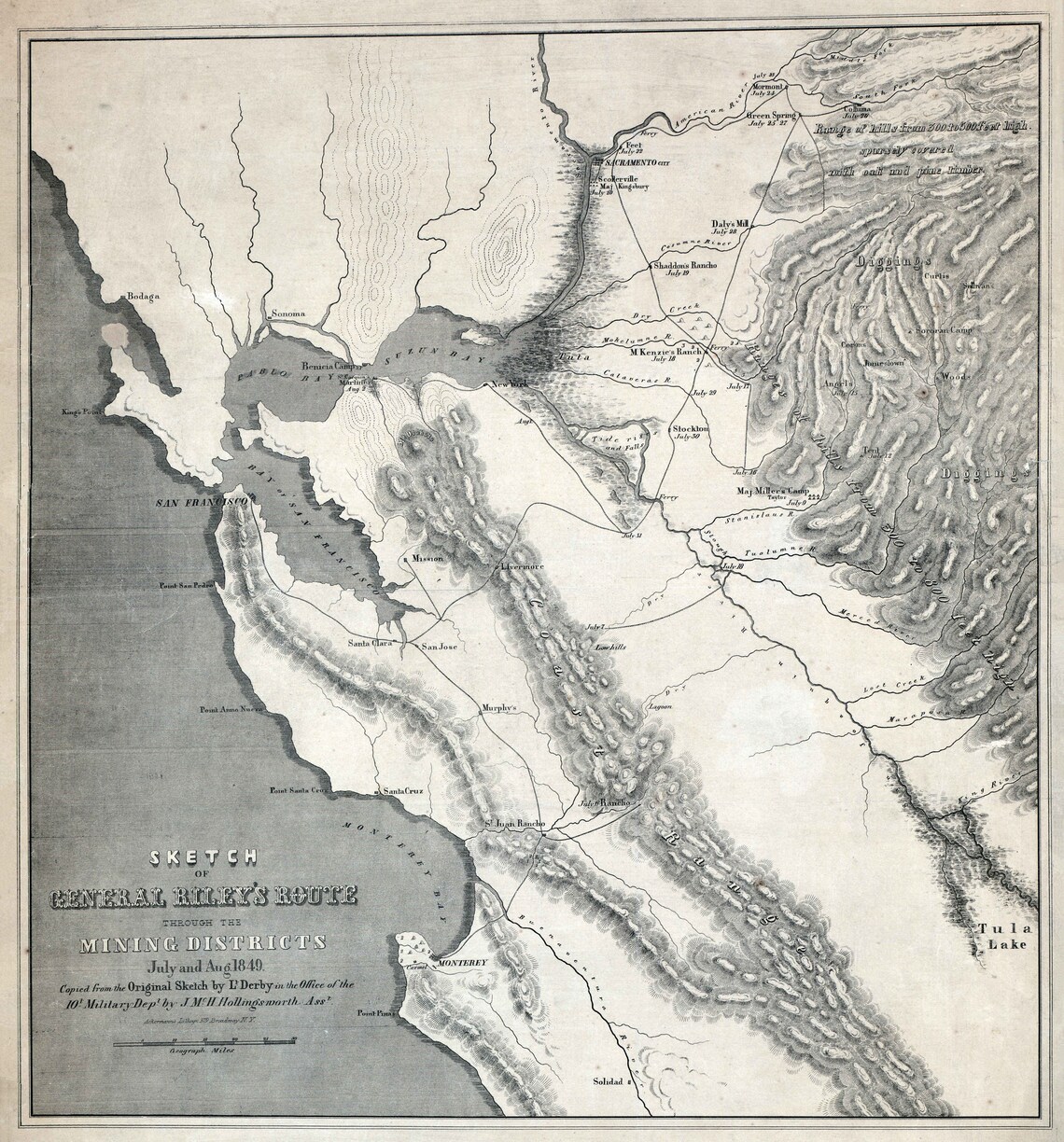 1849 Map of Mining Districts California - Etsy