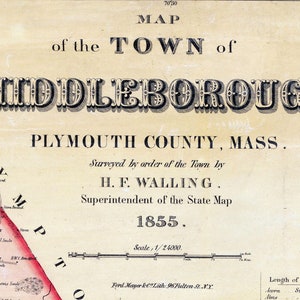 1855 Town Map of Middleborough Plymouth County Massachusetts - Etsy