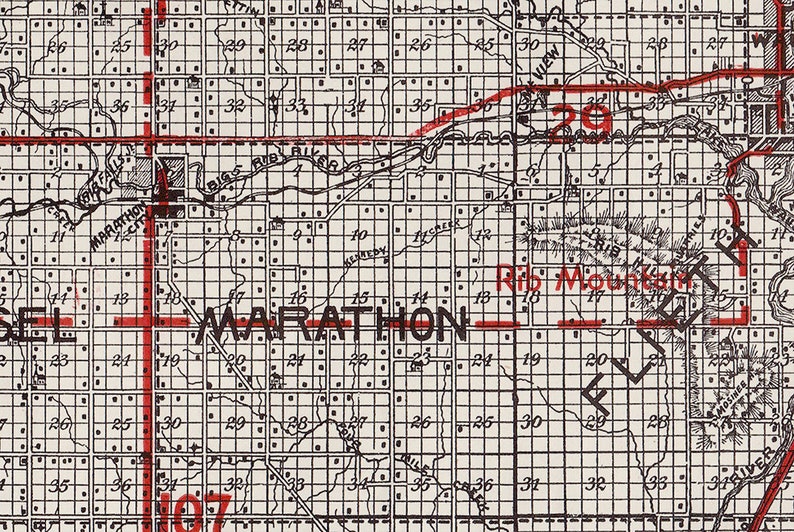 1926 Farm Line Map of Marathon County Wisconsin | Etsy