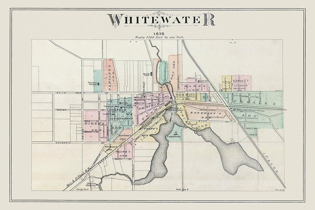 1878 Map of Whitewater Walworth County Wisconsin - Etsy