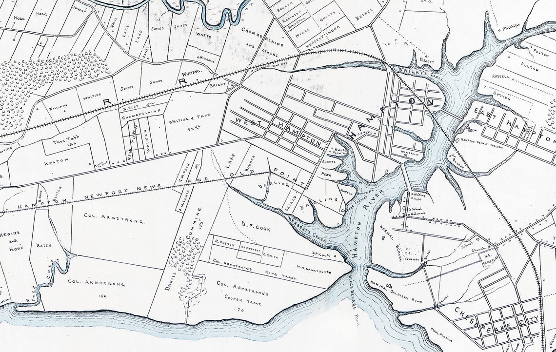 1892 Map of Elizabeth City County Virginia - Etsy