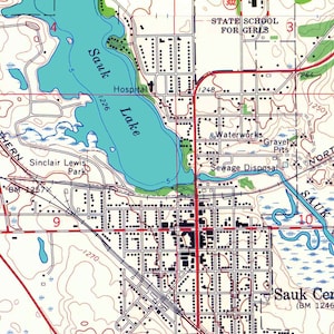 1966 Map of Sauk Lake Minnesota - Etsy