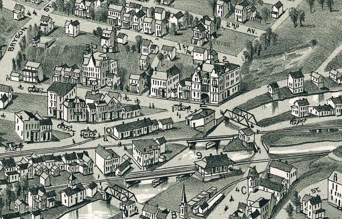 1900 Aerial Map of Dunbar Fayette County Pennsylvania - Etsy