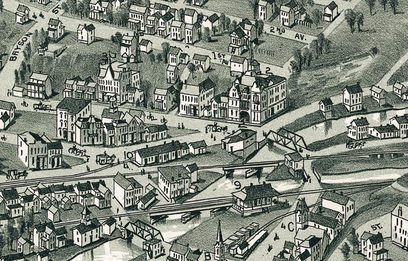 1900 Aerial Map of Dunbar Fayette County Pennsylvania - Etsy