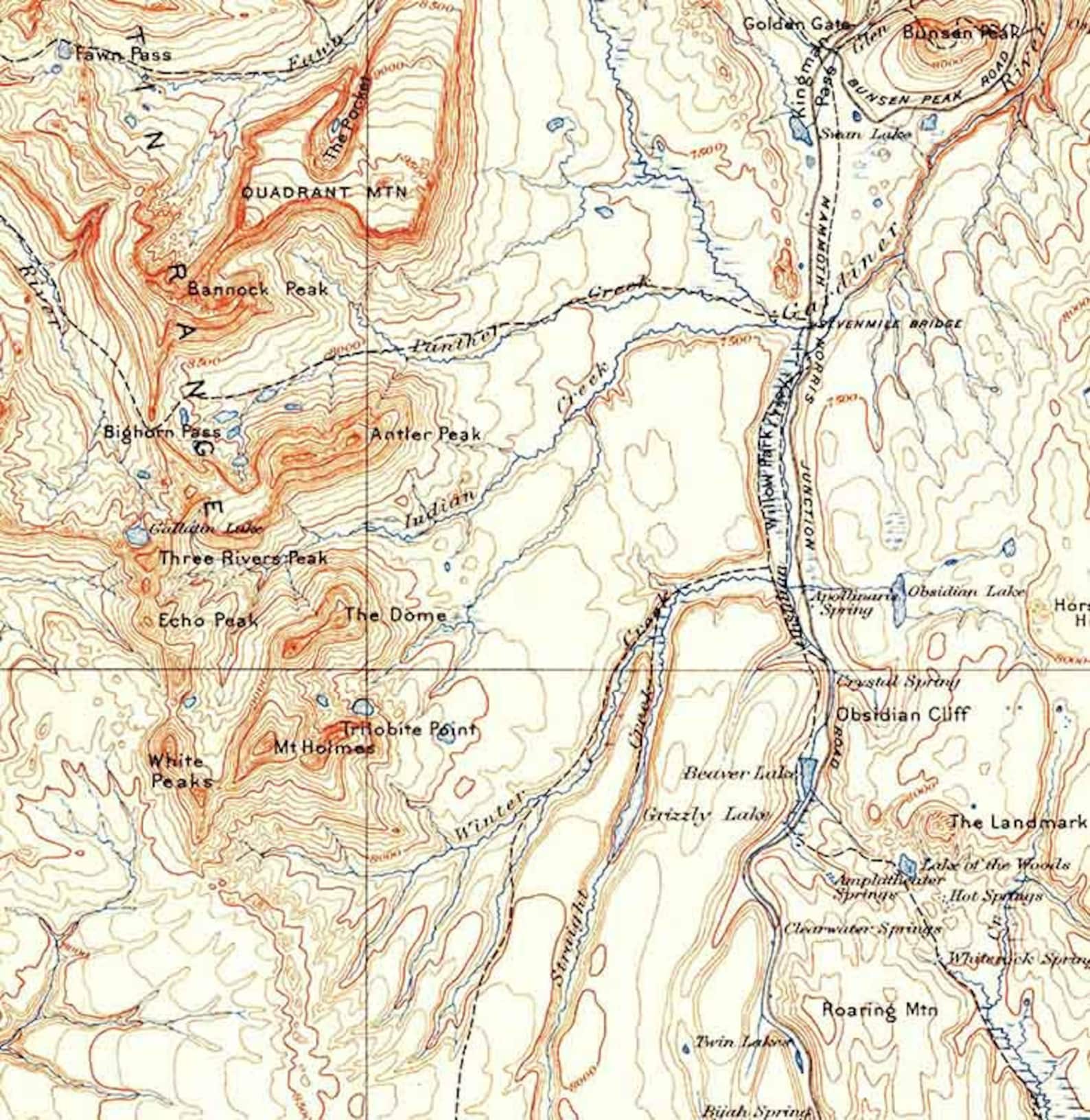 1911 Topo Map of Gallatin Wyoming - Etsy