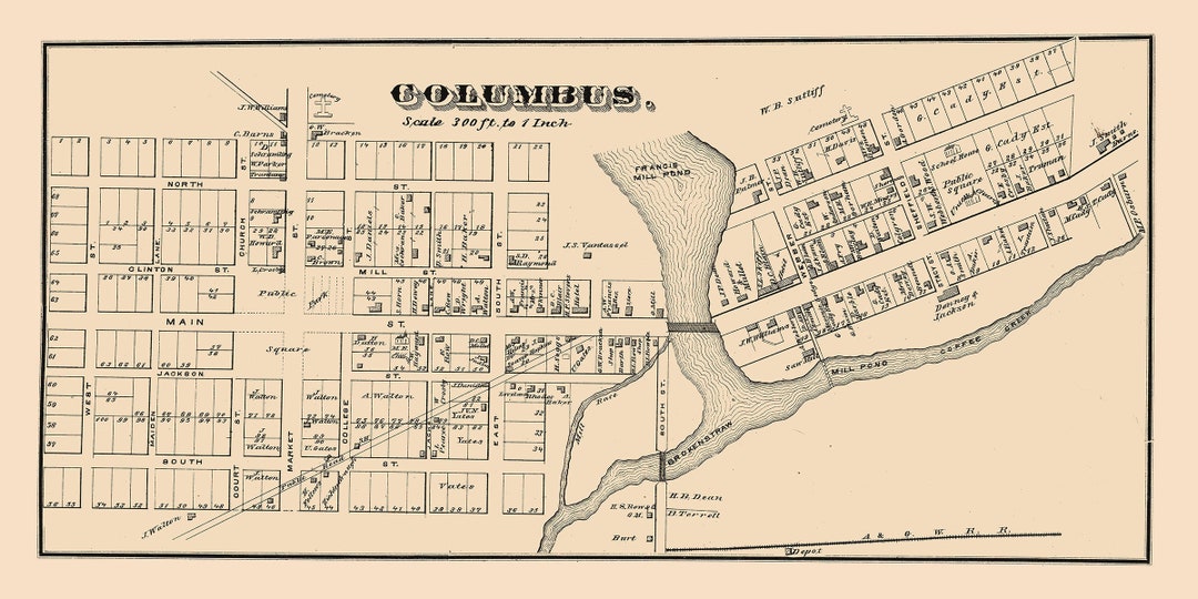 1878 Town Map of Columbus Warren County Pennsylvania - Etsy