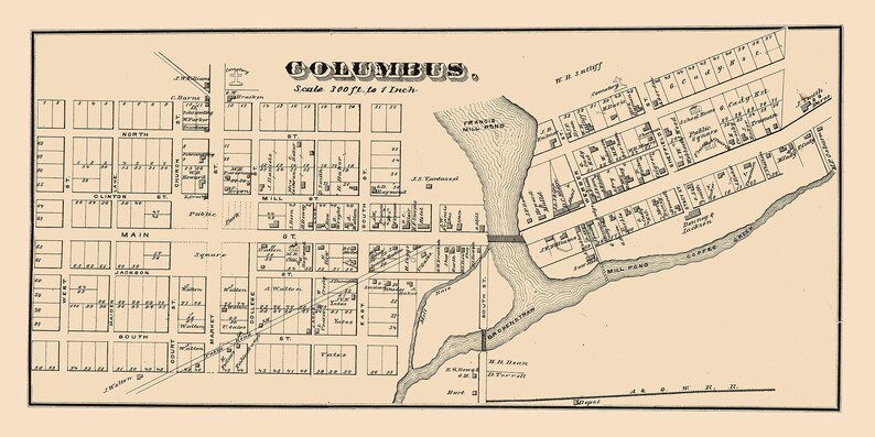 1878 Town Map of Columbus Warren County Pennsylvania - Etsy