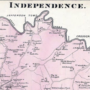 1876 Map of Independence Township Washington County PA Centerville ...