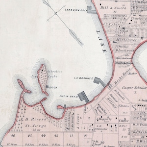 1874 Map of Put in Bay Island Ottawa County Ohio Lake Erie - Etsy