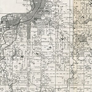 1879 Farm Line Map of Blue Earth County Minnesota Mankato - Etsy