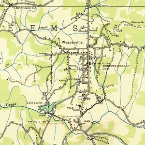 1936 Topo Map of Weaverville North Carolina - Etsy