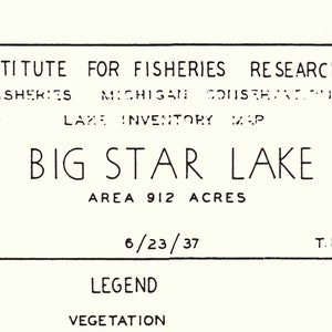 1937 Map of Big Star Lake Lake County Michigan - Etsy