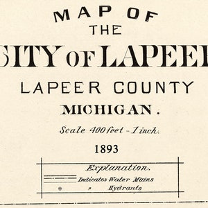 1893 Town Map of Lapeer Lapeer County Michigan - Etsy