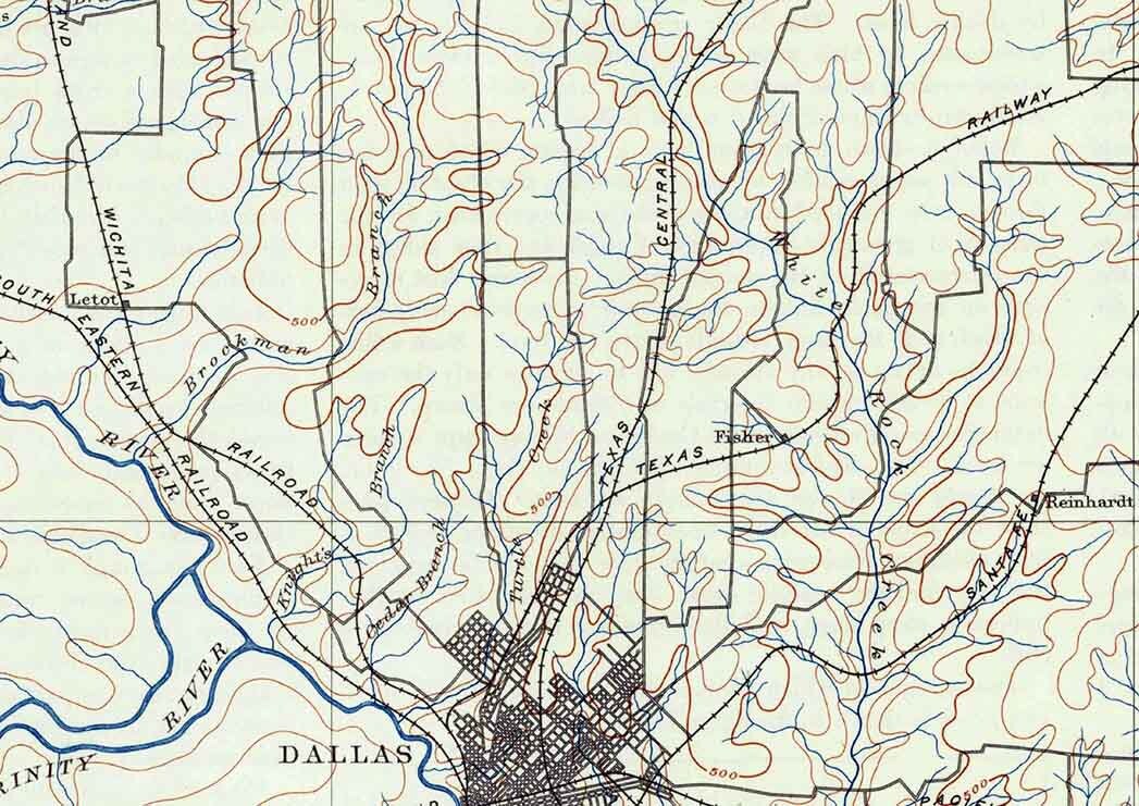1893 Topo Map of Dallas Texas Rockwall Kaufman Ellis - Etsy
