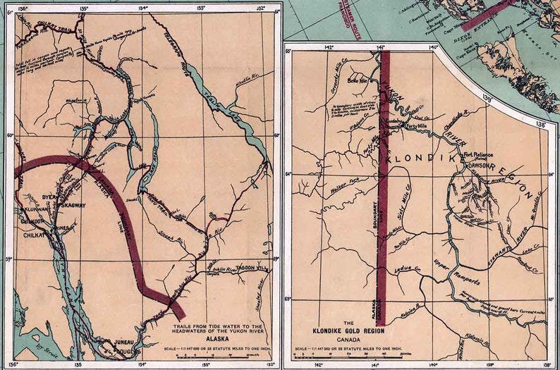 1898 Map of Gold and Coal Fields of Alaska | Etsy
