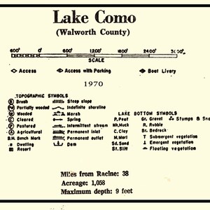 1970 Map of Lake Como Walworth County Wisconsin - Etsy