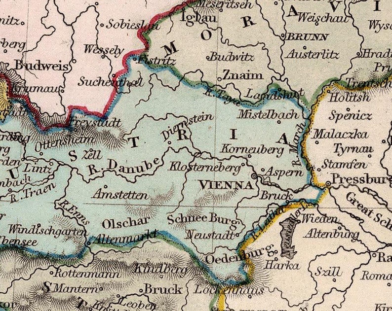 1832 Map of the Austrian Empire - Etsy