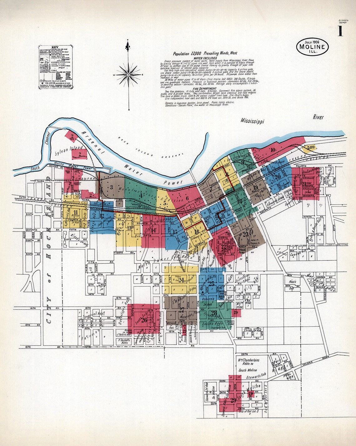 1906 Map of Moline Rock Island County Illinois - Etsy