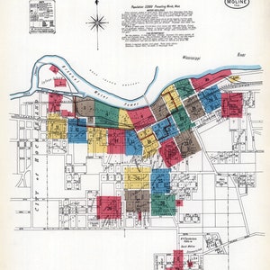 1906 Map of Moline Rock Island County Illinois - Etsy
