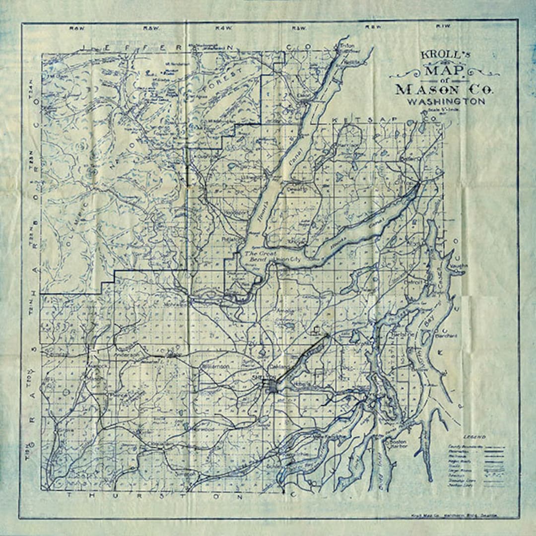 1917 Map of Mason County Washington - Etsy