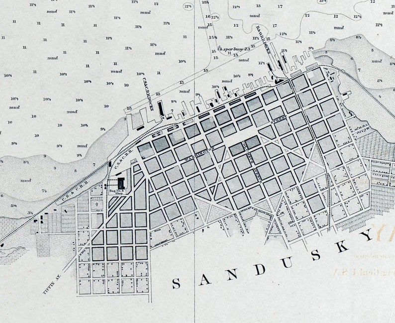 1892 Nautical Map of Sandusky Bay Lake Erie Ohio - Etsy