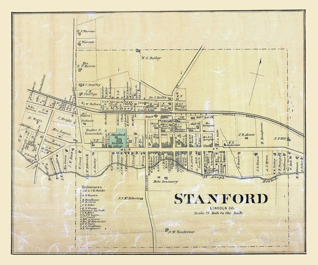1879 Map of Stanford Lincoln County Kentucky - Etsy