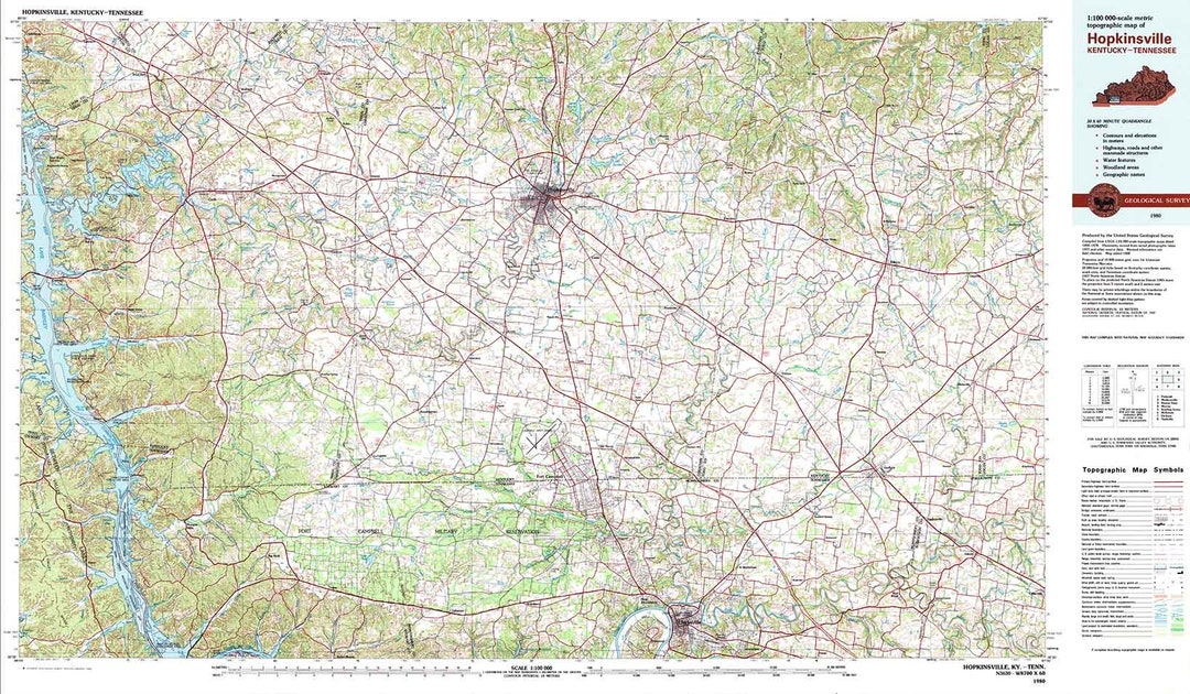 1980 Topo Map of Hopkinsville Kentucky Cadiz Fort Campbell - Etsy