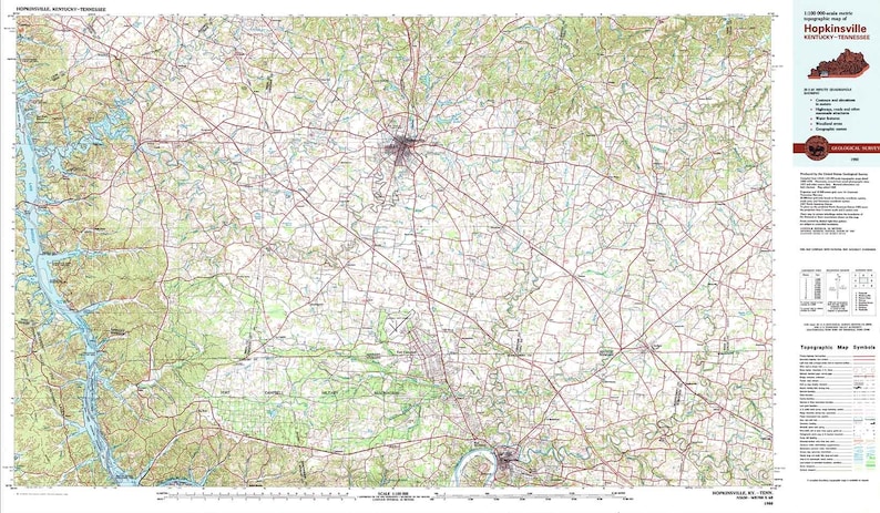 1980 Topo Map of Hopkinsville Kentucky Cadiz Fort Campbell - Etsy