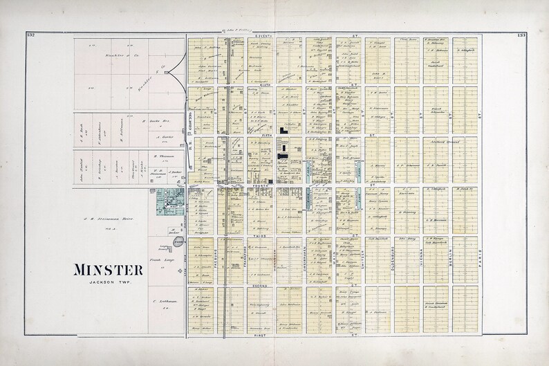 1880 Town Map of Minster Auglaize County Ohio - Etsy