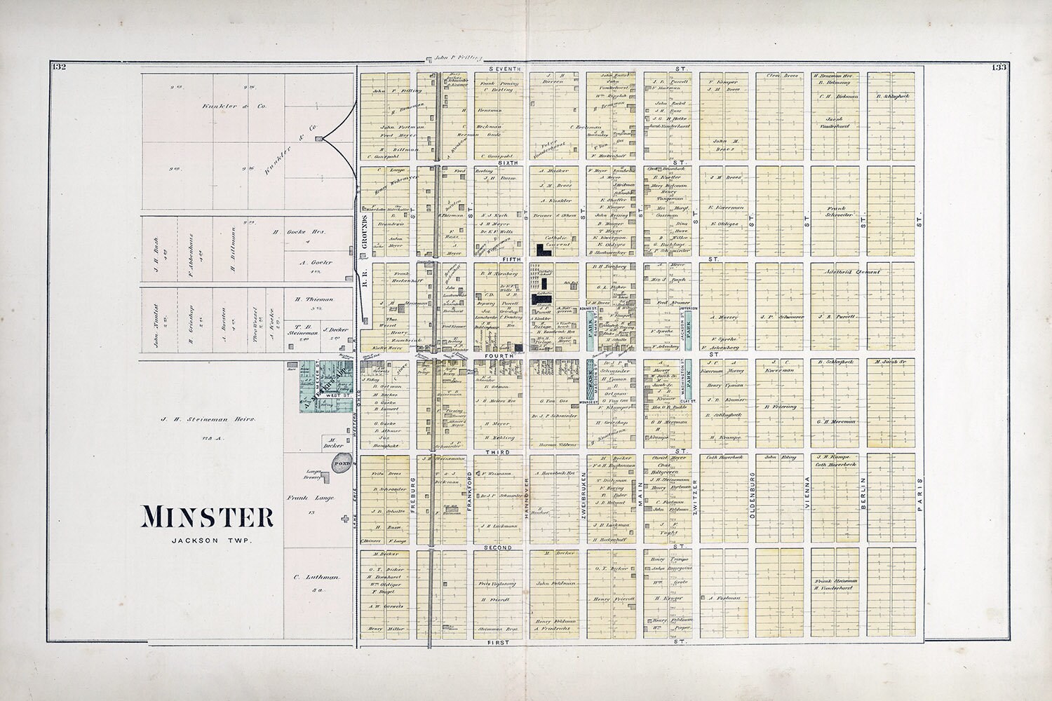 1880 Town Map of Minster Auglaize County Ohio - Etsy