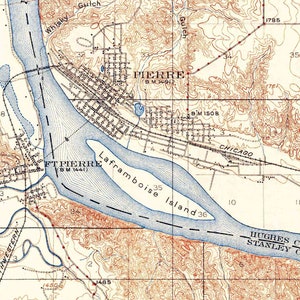 1924 Topo Map of Pierre South Dakota Quadrangle - Etsy