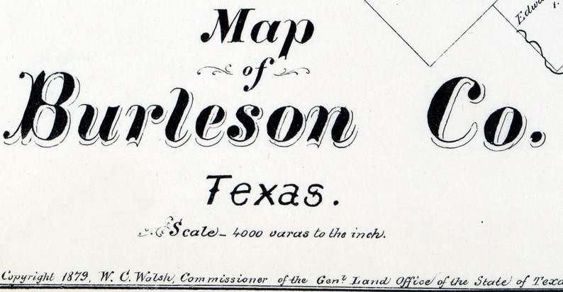 1879 Map of Burleson County Texas - Etsy