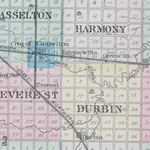 1893 Map of Cass County North Dakota - Etsy