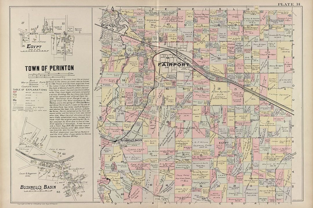 1902 Map of Perinton Monroe County New York - Etsy