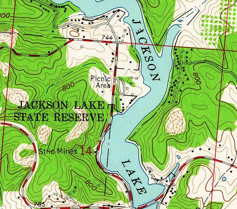 1963 Map of Jackson Lake Oak Hill Ohio - Etsy