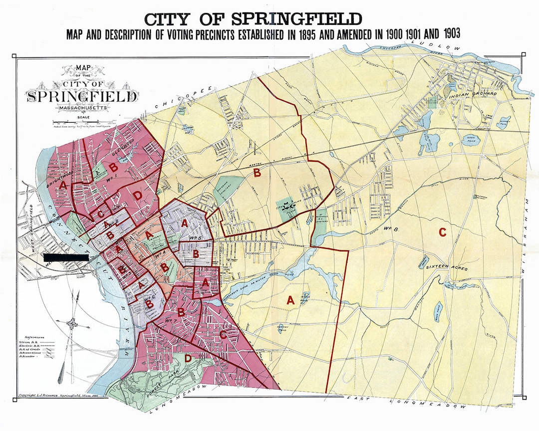 1905 Map of Springfield Massachusetts - Etsy