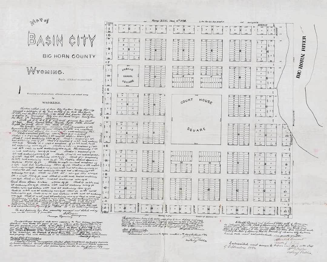 1896 Map of Basin City Big Horn County Wyoming - Etsy